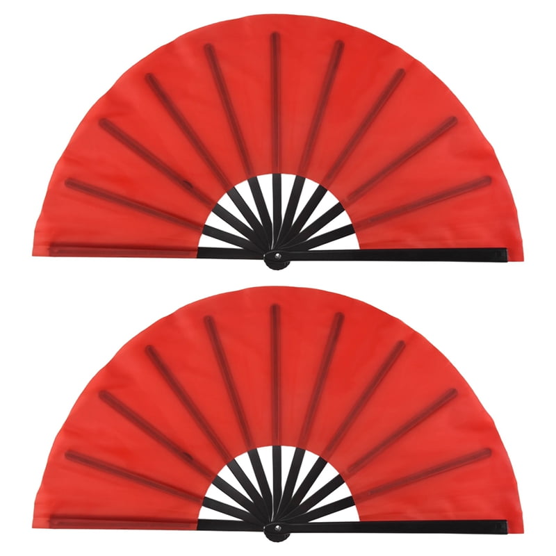 2 Pieces Large Folding Fan Nylon Cloth Handheld Folding Fan Chinese ...