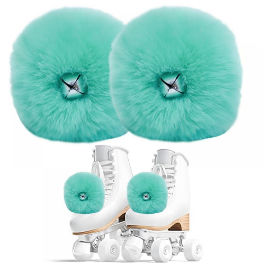 2 Pieces Large Roller Skate Pom Poms for Women Girls Princess Fluffy ...