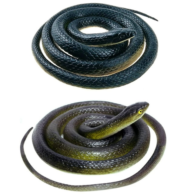 2 Pieces Large Rubber Snakes Realistic 49 Inches Fake Snakes Black ...