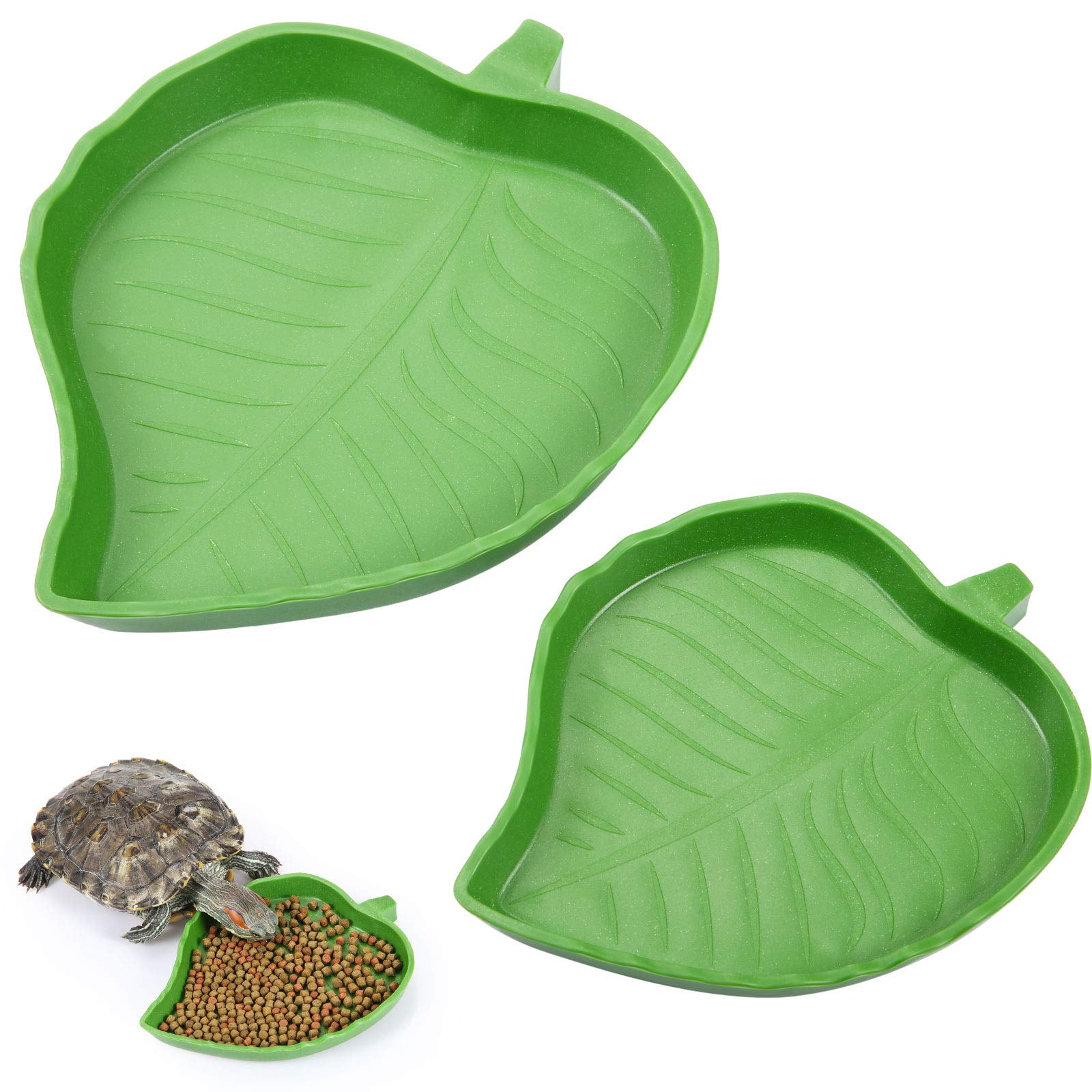 2 Pieces Leaf Reptile Food Water Bowl Plate Dish for Tortoise Corn ...