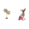 2 Pieces Leaf Sculpture Dog Figurine Metal Craft Art Multicolor ...