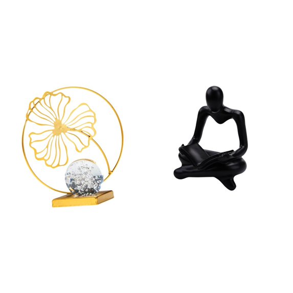 2 Pieces Leaf Statue Abstract Thinker Figurine Human Sculpture Iron ...