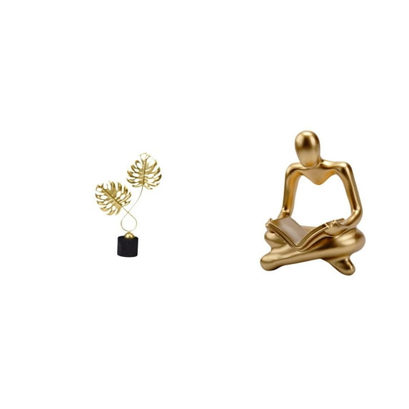 2 Pieces Leaf Statue Abstract Thinker Sculpture Human Figurine Resin ...
