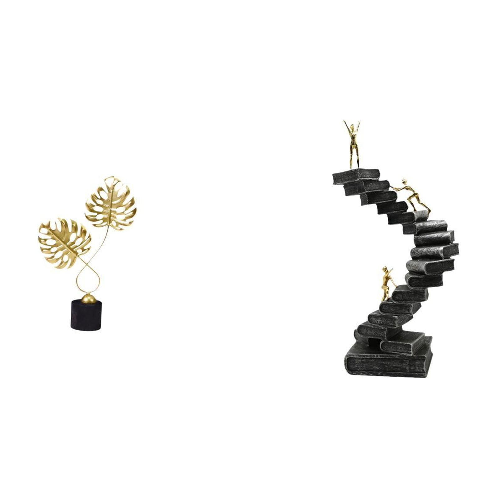 2 Pieces Leaf Statue Ladder Figurine Thinker Sculpture Resin Tabletop ...