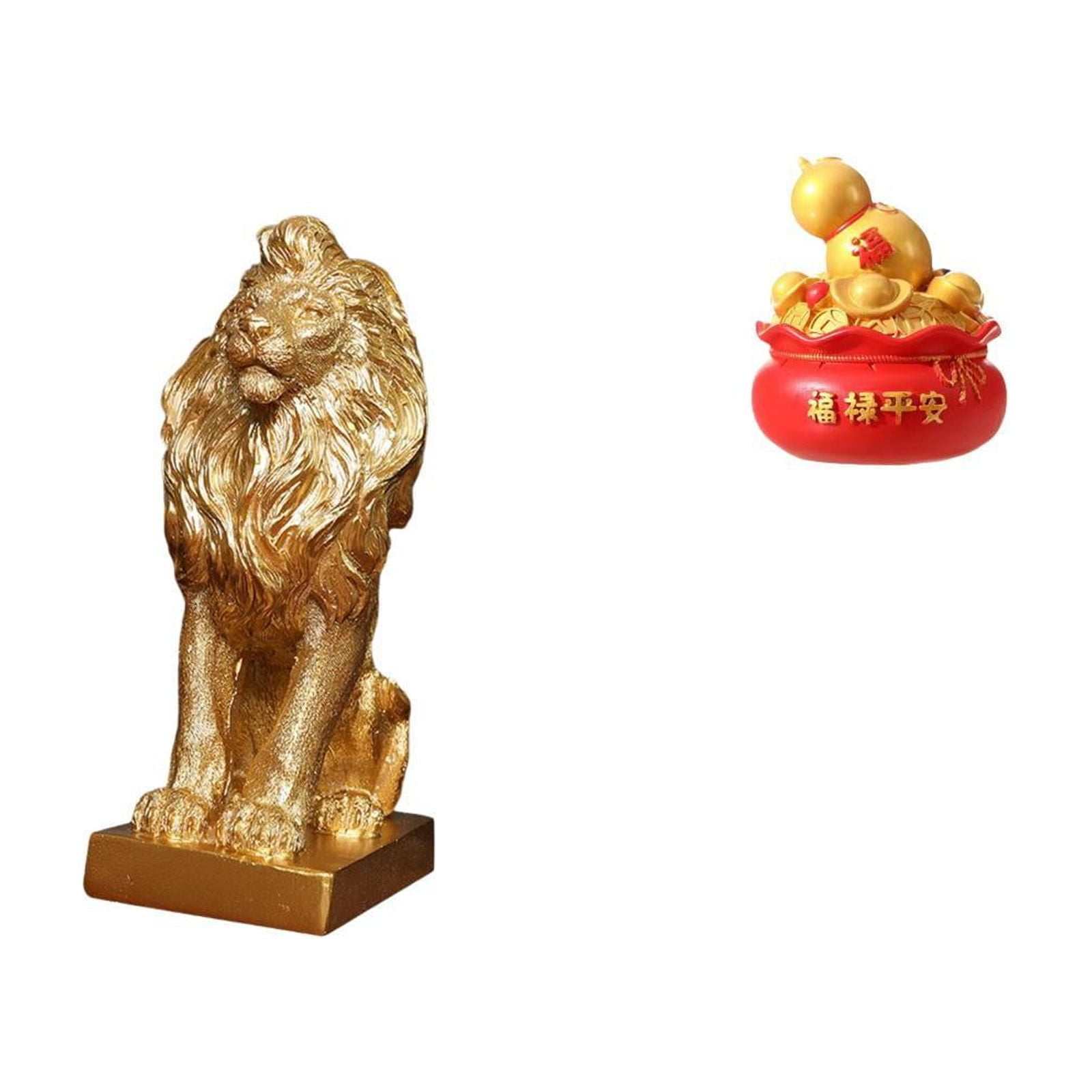 2 Pieces Lion Statue Treasure Basin Sculpture Resin Material Suitable ...