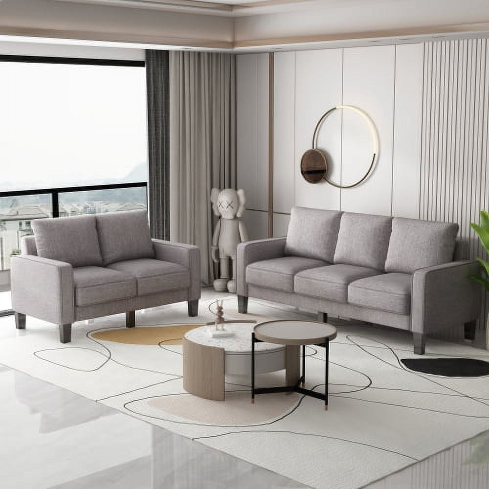 2-Piece Living Room Set: Modern Loveseat, 3-Seater Sofa, Upholstered in ...
