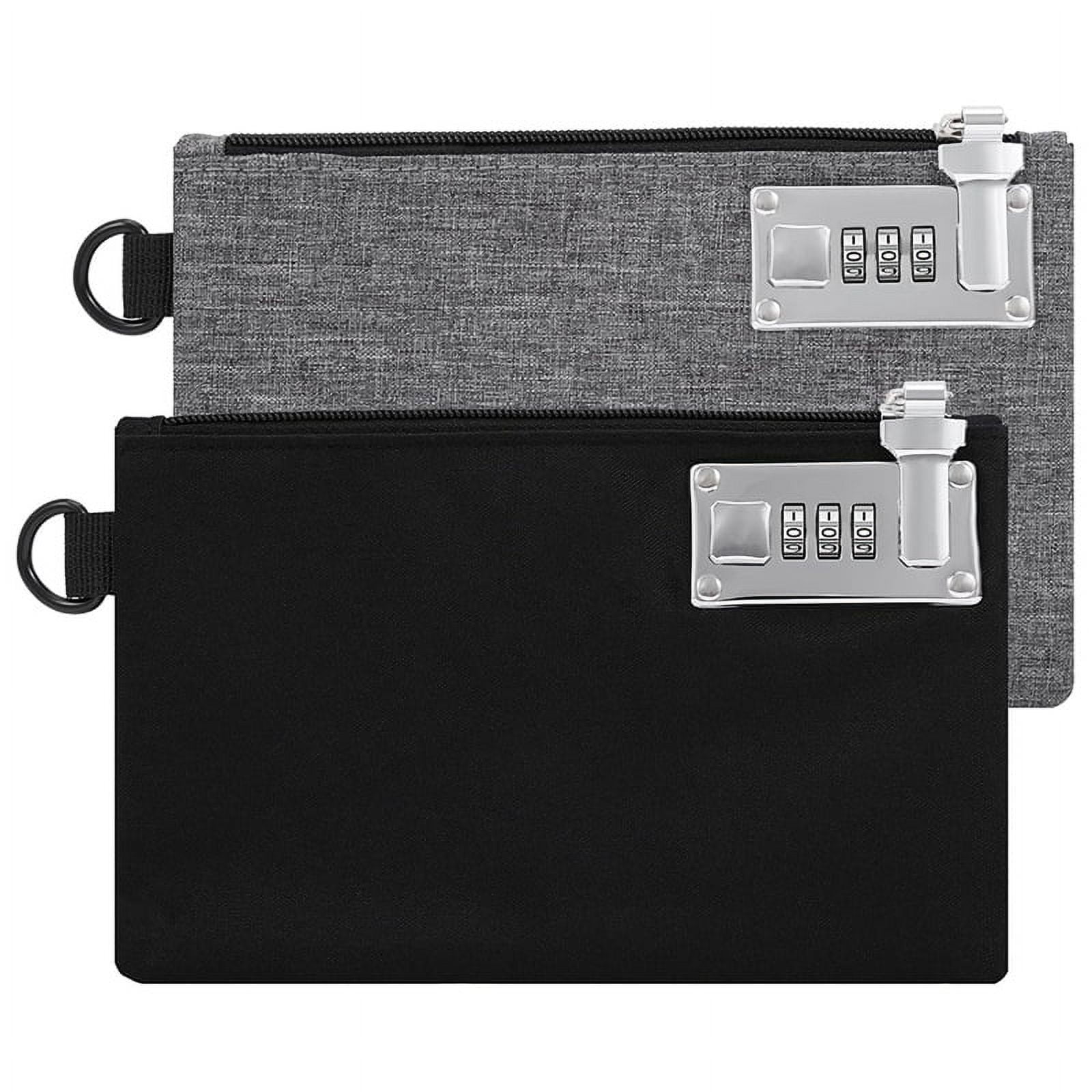 2 Pieces Lockable Money Pockets, Secure Nylon Lock Coin Purse Bank Bag ...