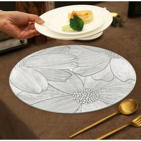 2 Pieces Lotus Personalized Decorative Table Mats - European Style PVC ...