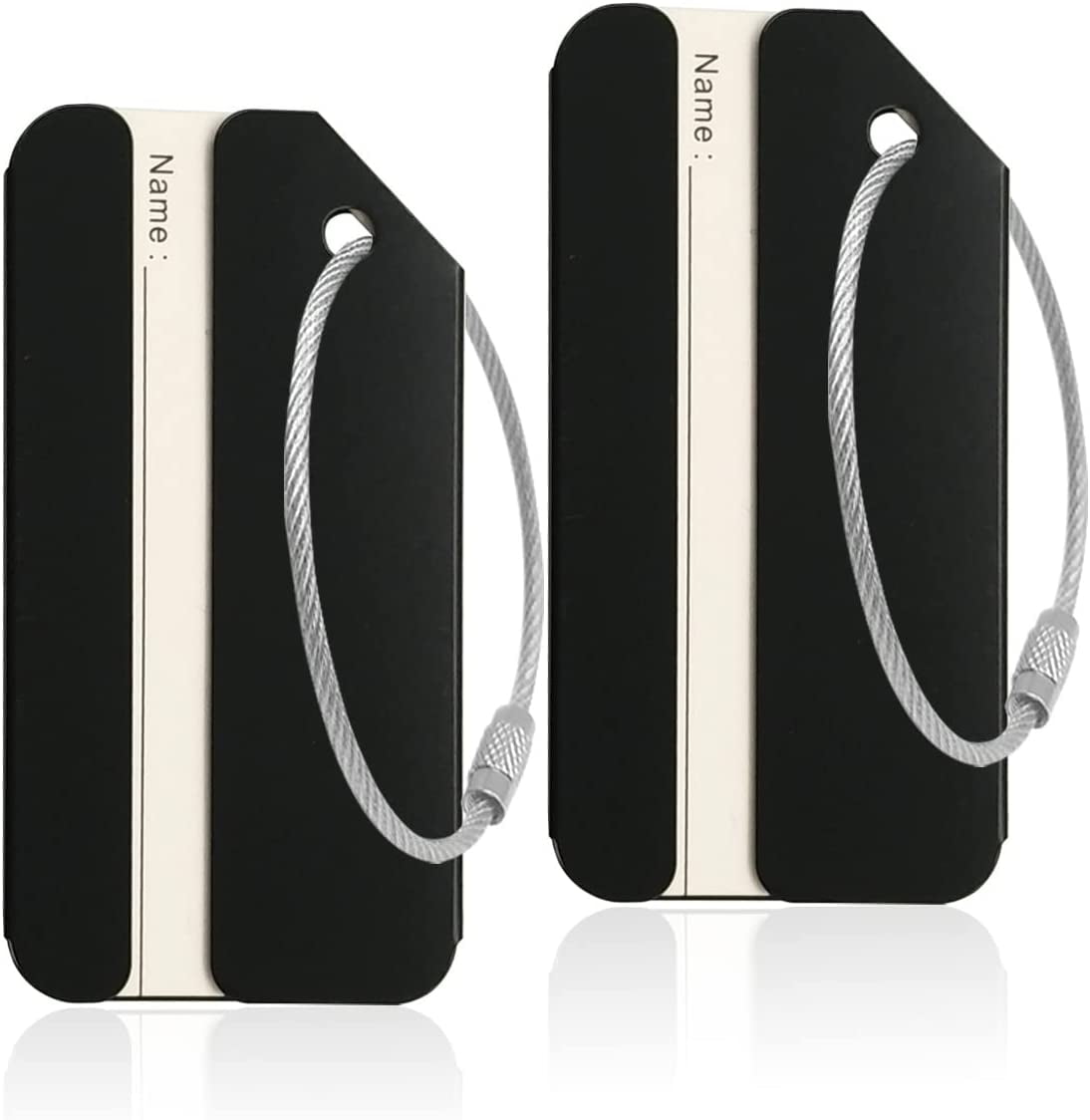 2 Pieces Luggage Tags Business Card Holder Aluminum Metal Travel ID Bag ...