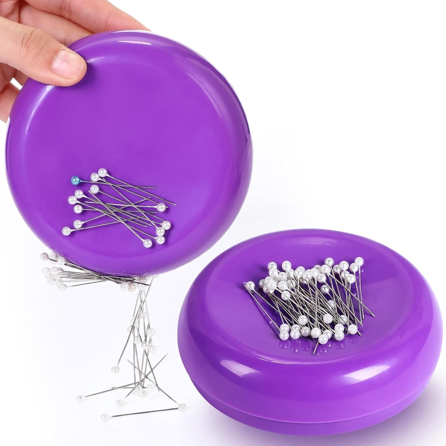 2 Pieces Magnetic Pin Holder Sewing Pincushion Round Paper Clip Holder ...