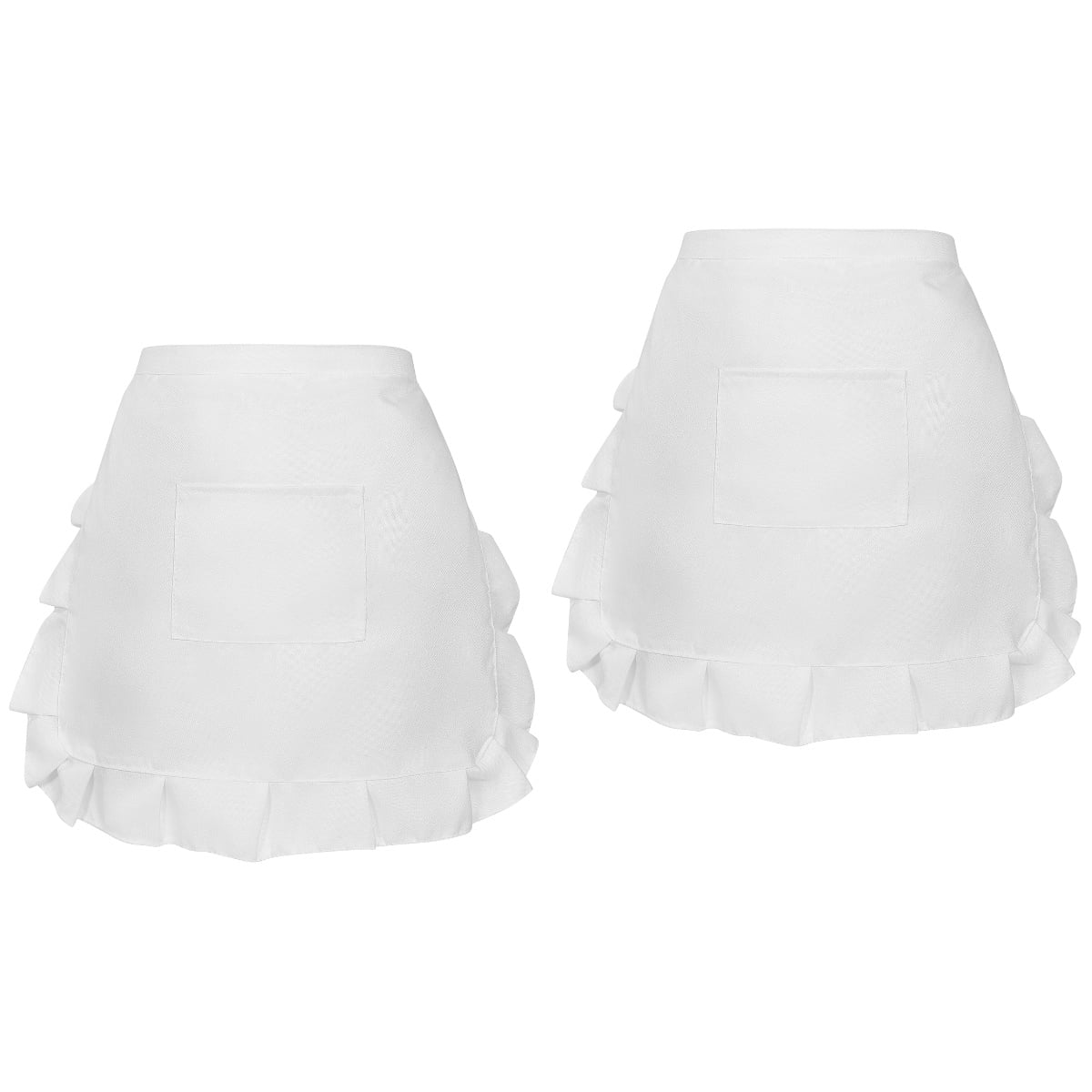 2 Pieces Maid Costume Half Waist Bib White Apron with Pockets for Women ...