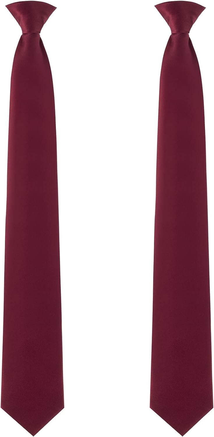 2 Pieces Men's Clip on Ties 20 Inches Solid Color Clip on Ties Pre Tied ...