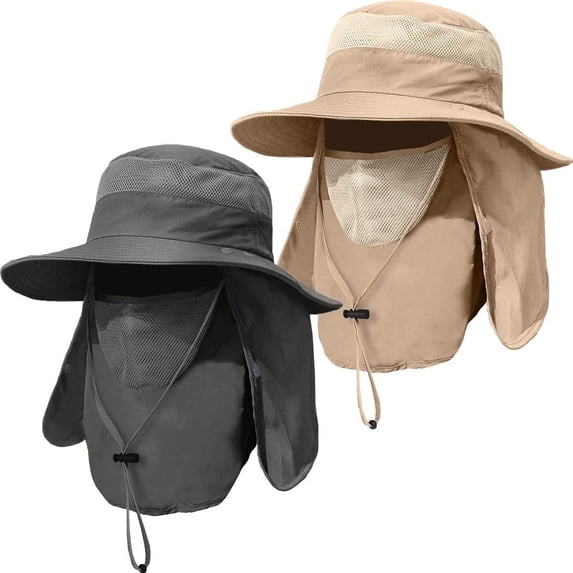 2 Pieces Men's Wide Brim Fishing Hat Outdoor UPF 50+ Sun Protection ...
