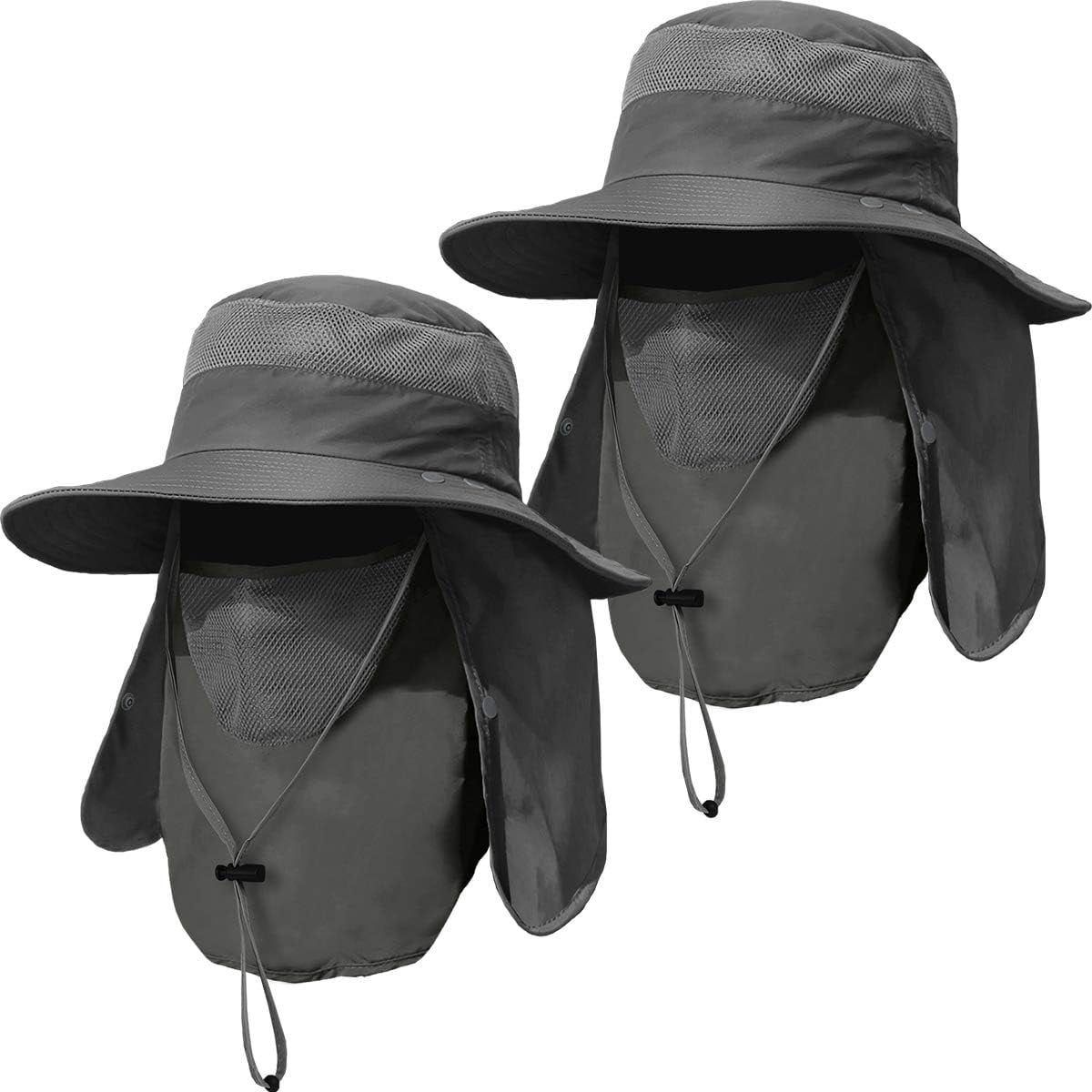 2 Pieces Men's Wide Brim Fishing Hat Outdoor UPF 50+ Sun Protection ...