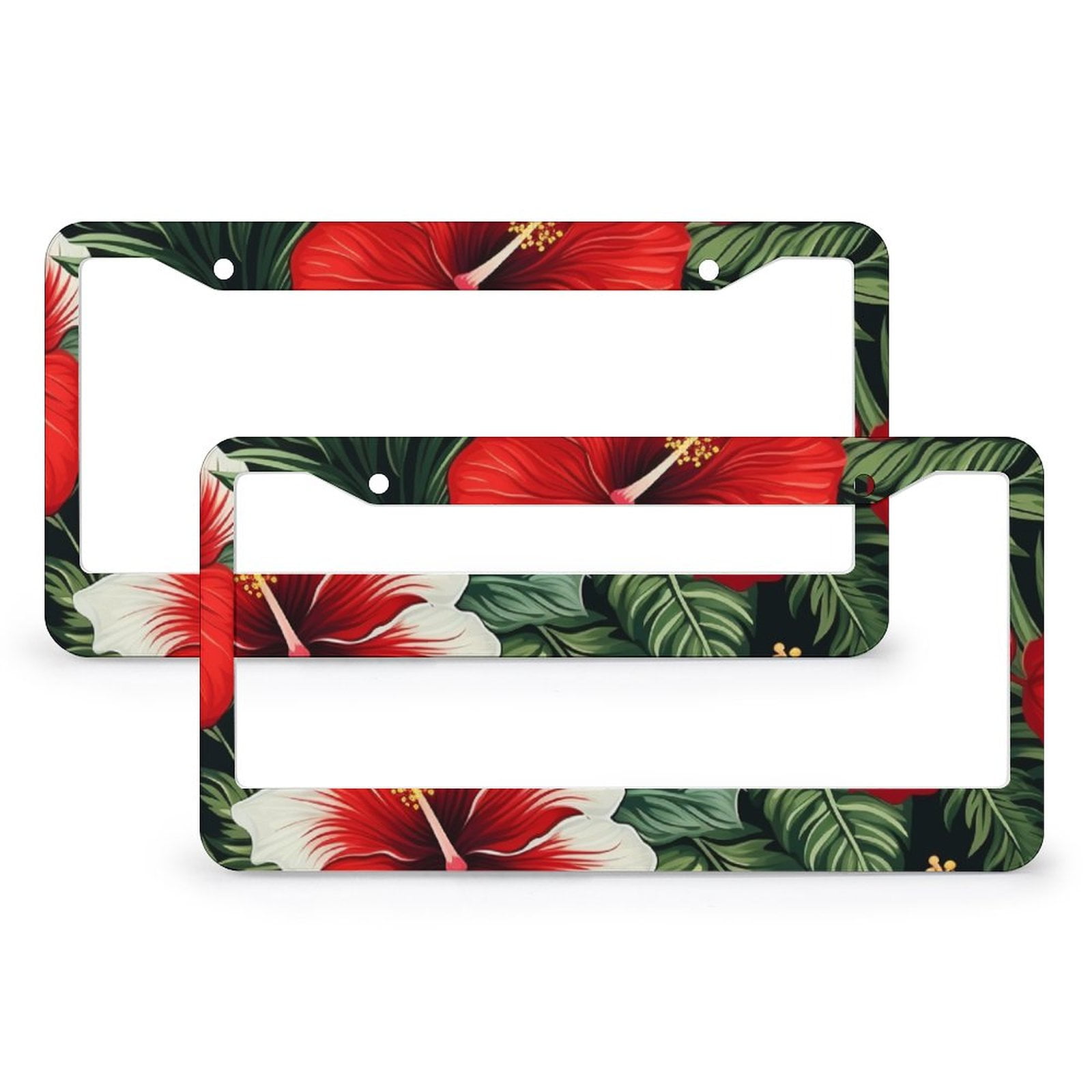 2 Pieces Merry Christmas Hibiscus Flowers License Plate Cover Flower ...