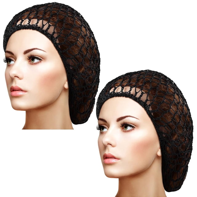 2 Pieces Mesh Hair Net Rayon Knit Snood Women Crocheted Sleep Cap ...