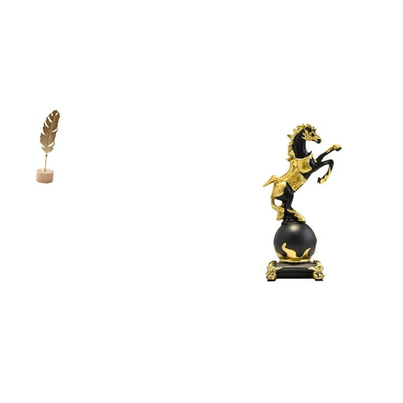 2 Pieces Metal Leaf Statue Horse Figurine Abstract Creative Iron ...