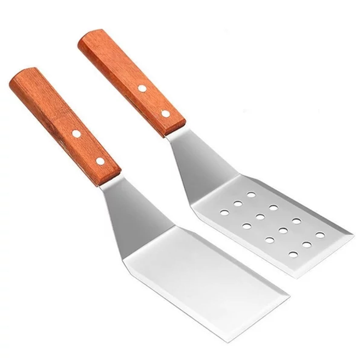 2 Pieces Metal Spatulas, Happon Stainless Steel Spatula Cooking Short ...