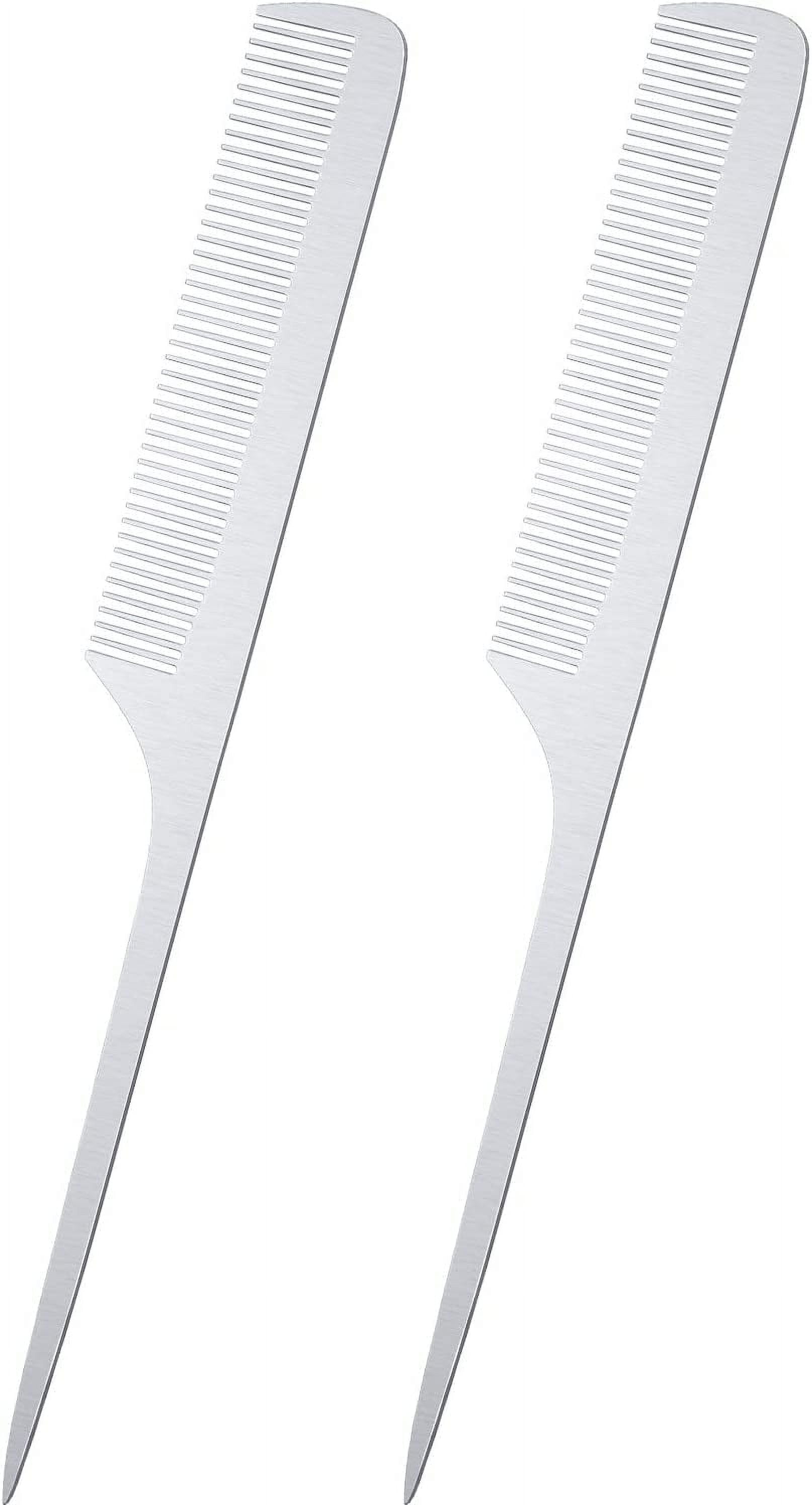 2 Pieces Metal Tail Combs Silver Rat Tail Hair Combs Fine Cutting Comb ...