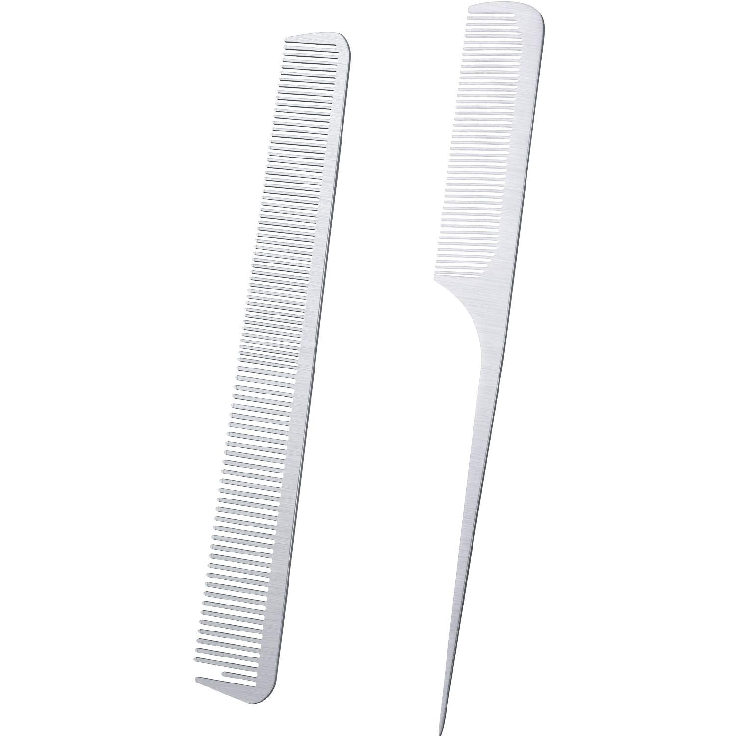 2 Pieces Metal Tail Combs Silver Rat Tail Hair Combs Fine Cutting Comb ...