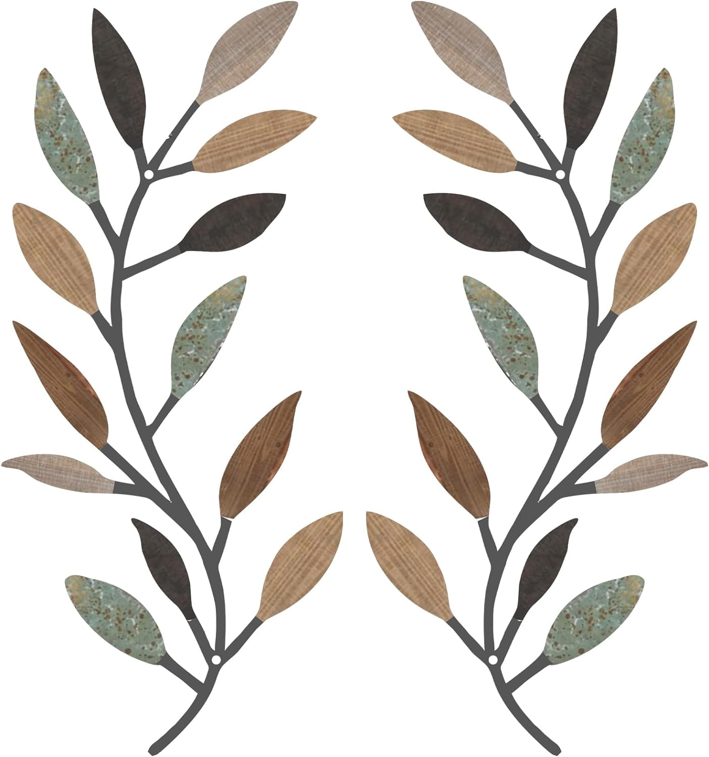 2 Pieces Metal Tree Leaf Wall Decor Vine Olive Branch Leaf Wall Art ...