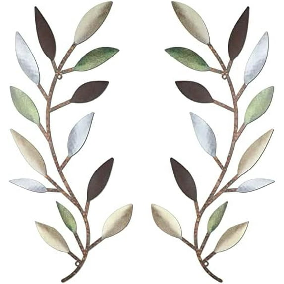 2 Pieces Metal Tree Leaf Wall Decor Vine Olive Branch Leaf Wall Art ...