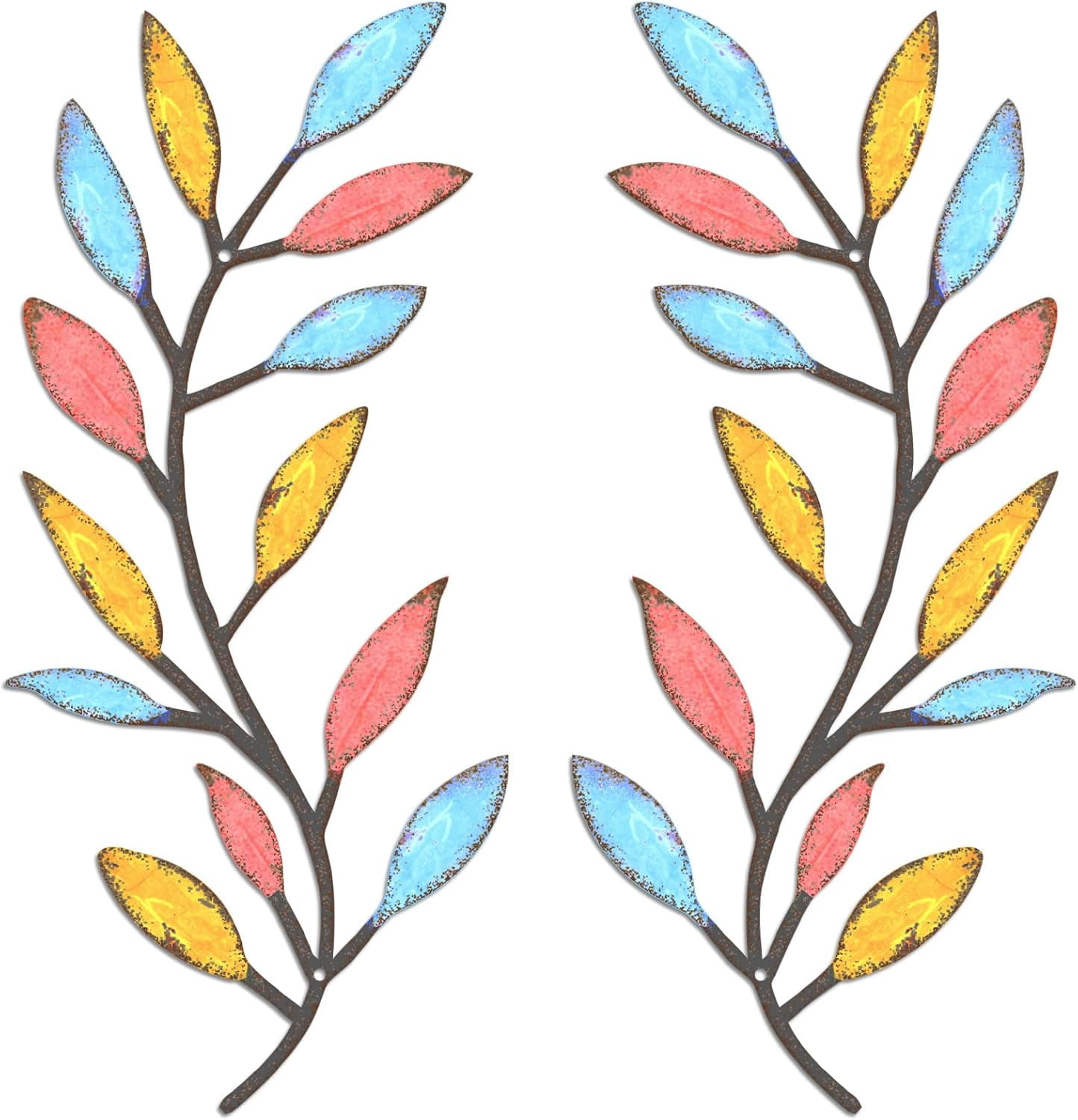 2 Pieces Metal Tree Leaf Wall Decor Vine Olive Branch Leaf Wall Art ...