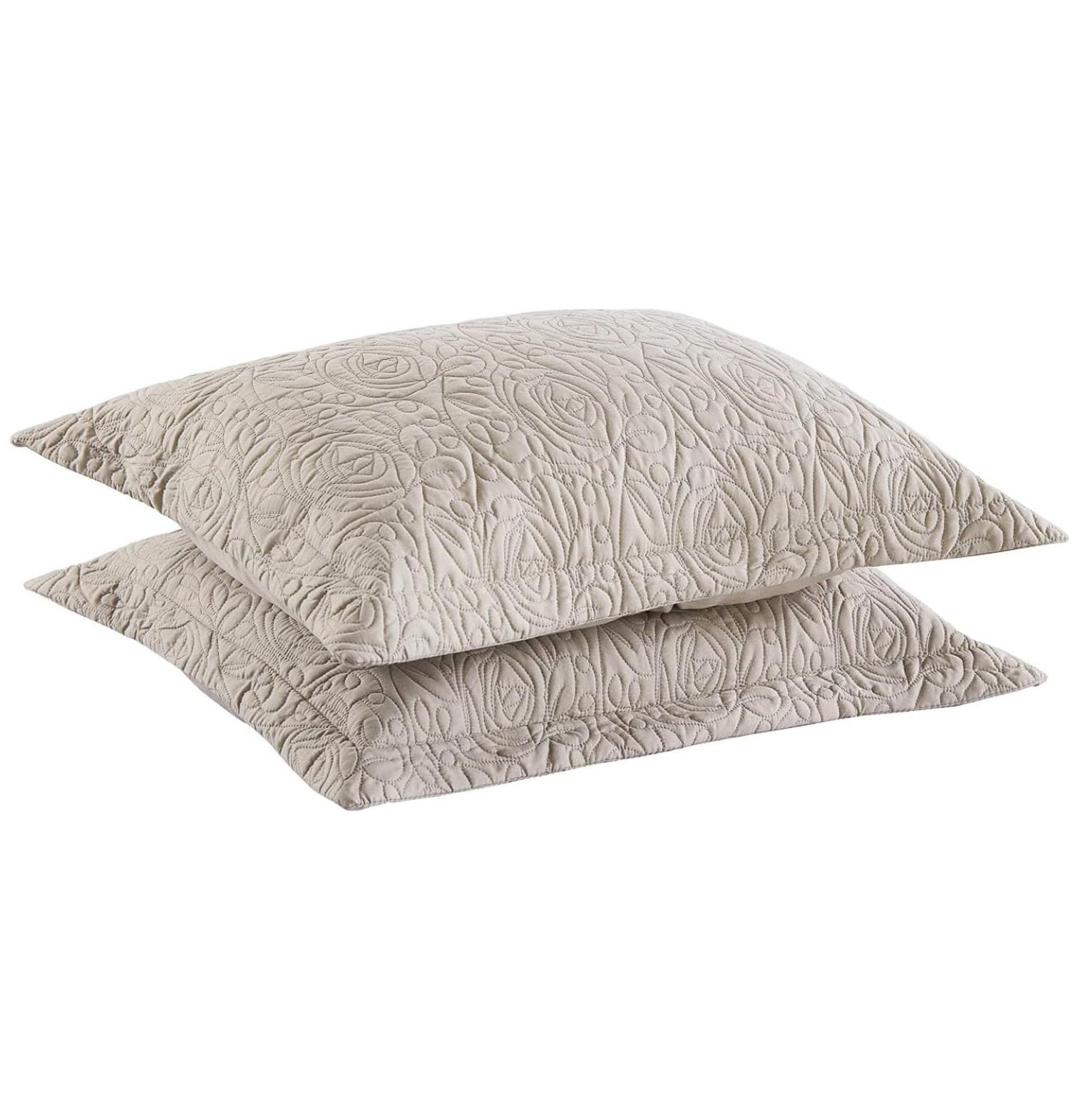 2 Pieces Microfiber Quilted Pillow Shams Soft Pillow Covers with ...