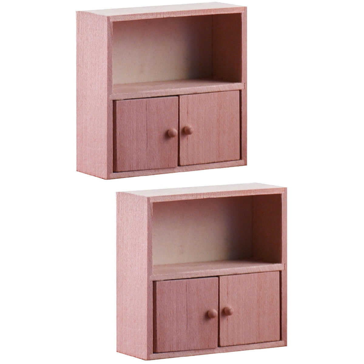 2 Pieces Mini Cabinet Decoration Decorative House Wooden Bookcase ...
