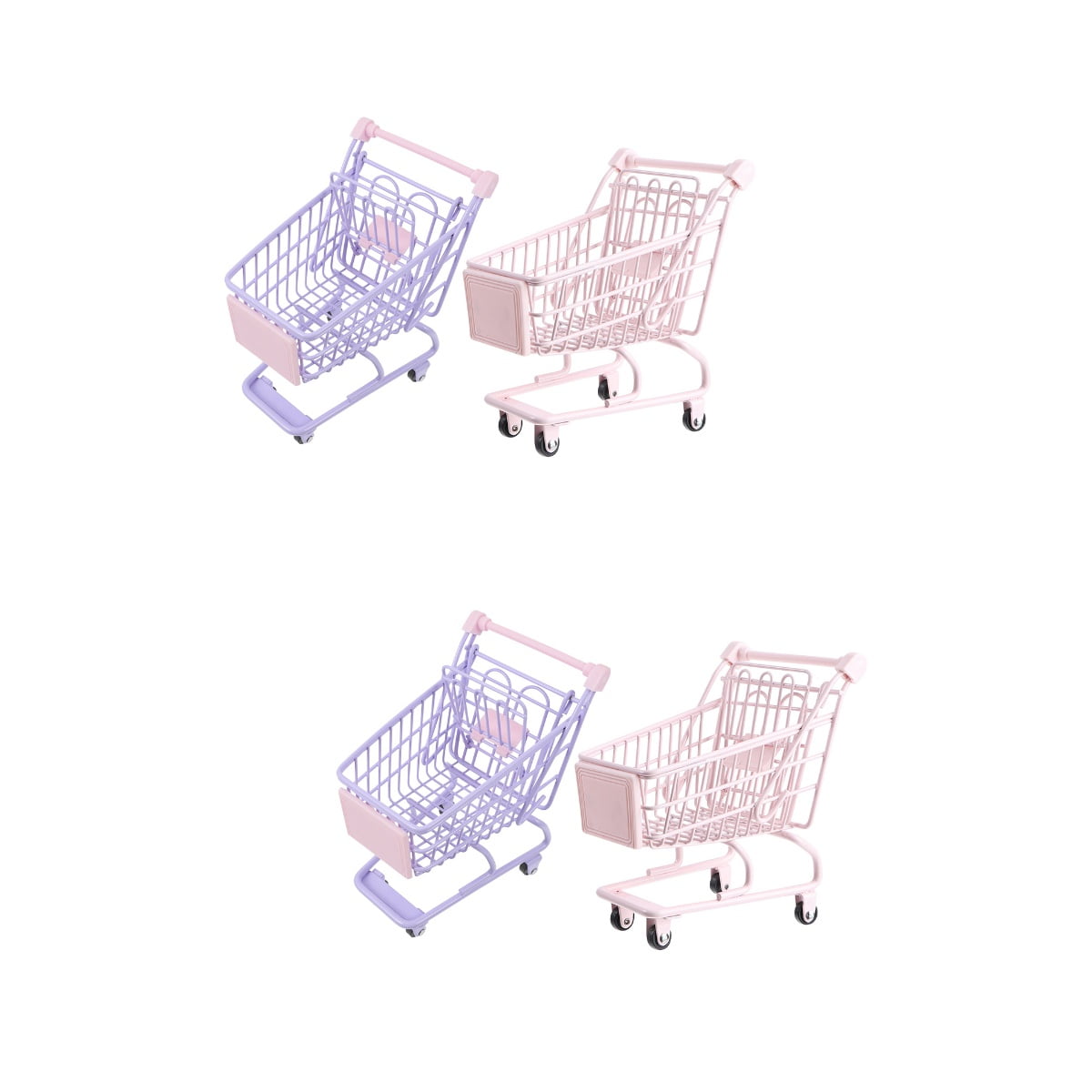 2 Pieces Mini Shopping Carts for Dolls Houses Metal Toy Small Trolley ...