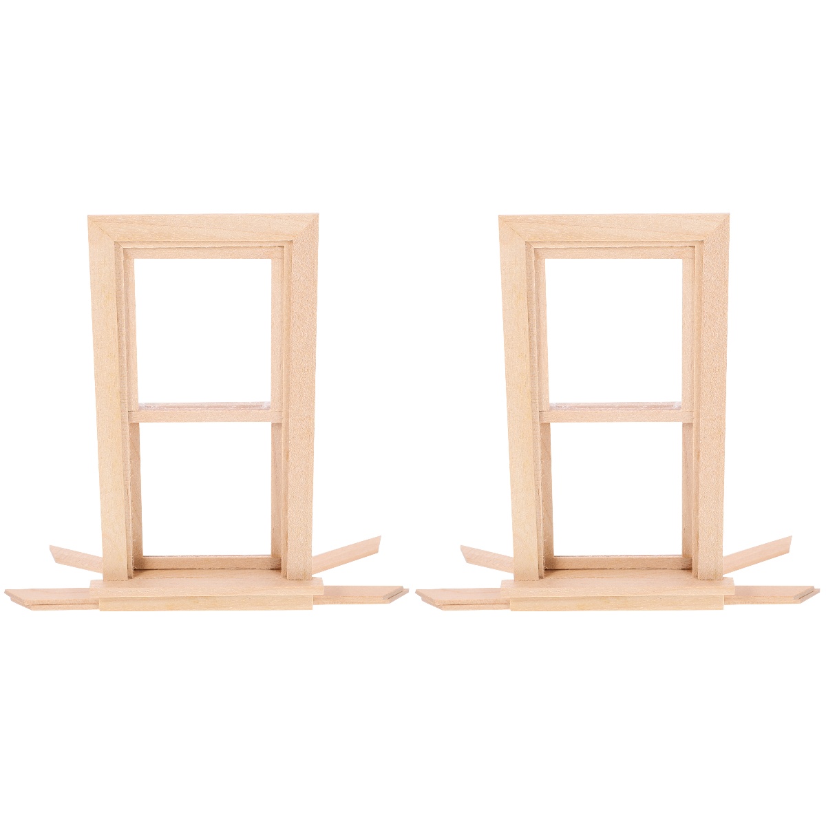 2 Pieces Models Miniatures Wood Window Wooden Doll House Accessories ...