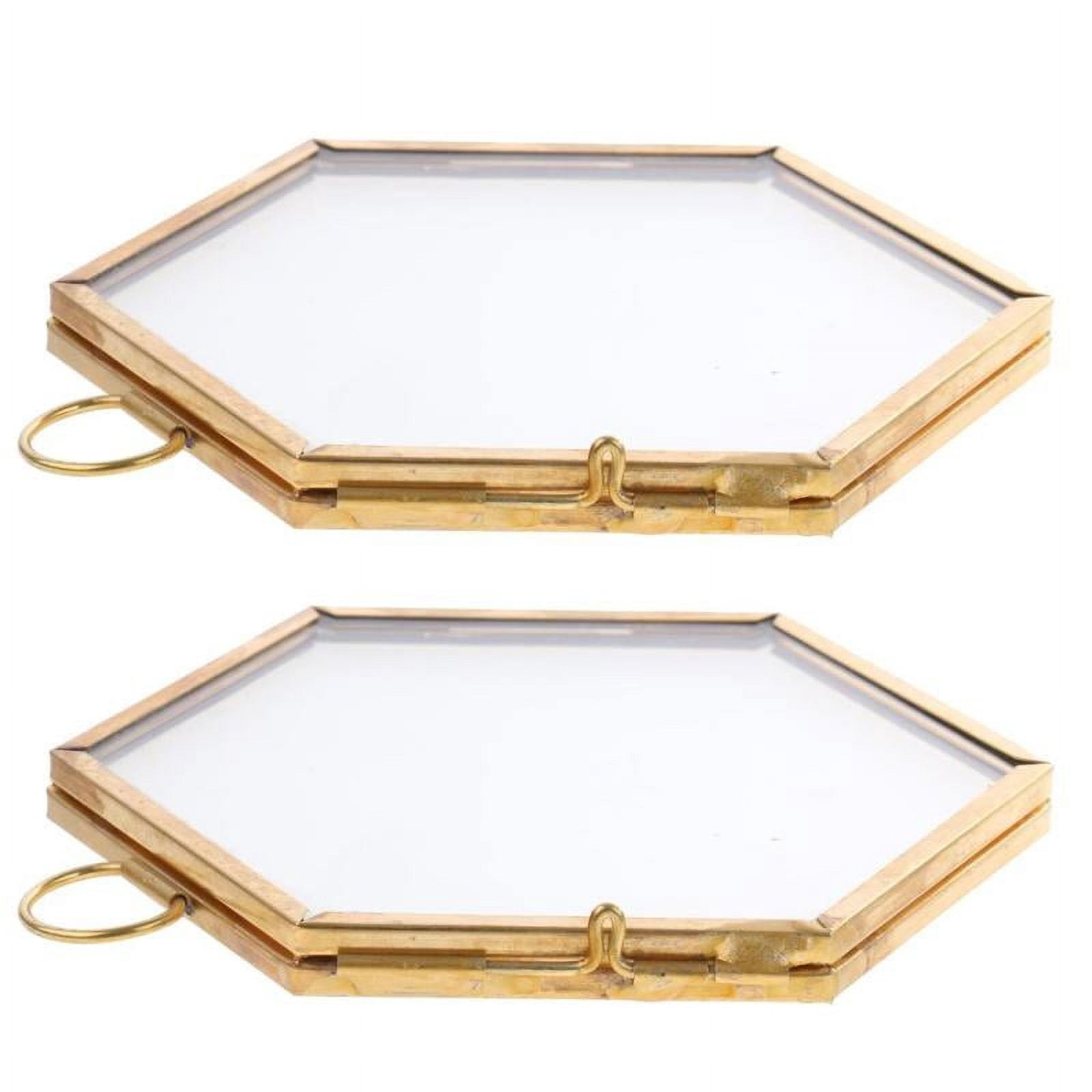 2 Pieces Modern Wall Hanging Hexagon Glass Displaying Photo Frame ...