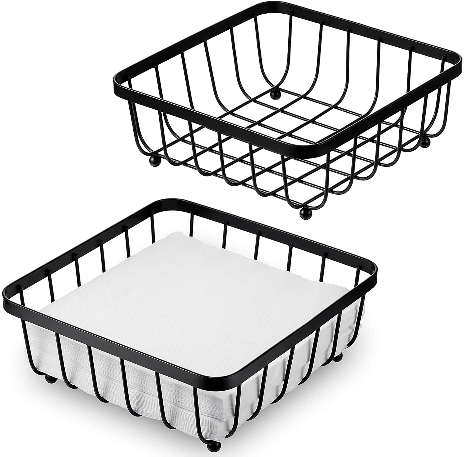 2 Pieces Napkin Holder for Table, Modern Flat Metal Paper Kitchen or ...