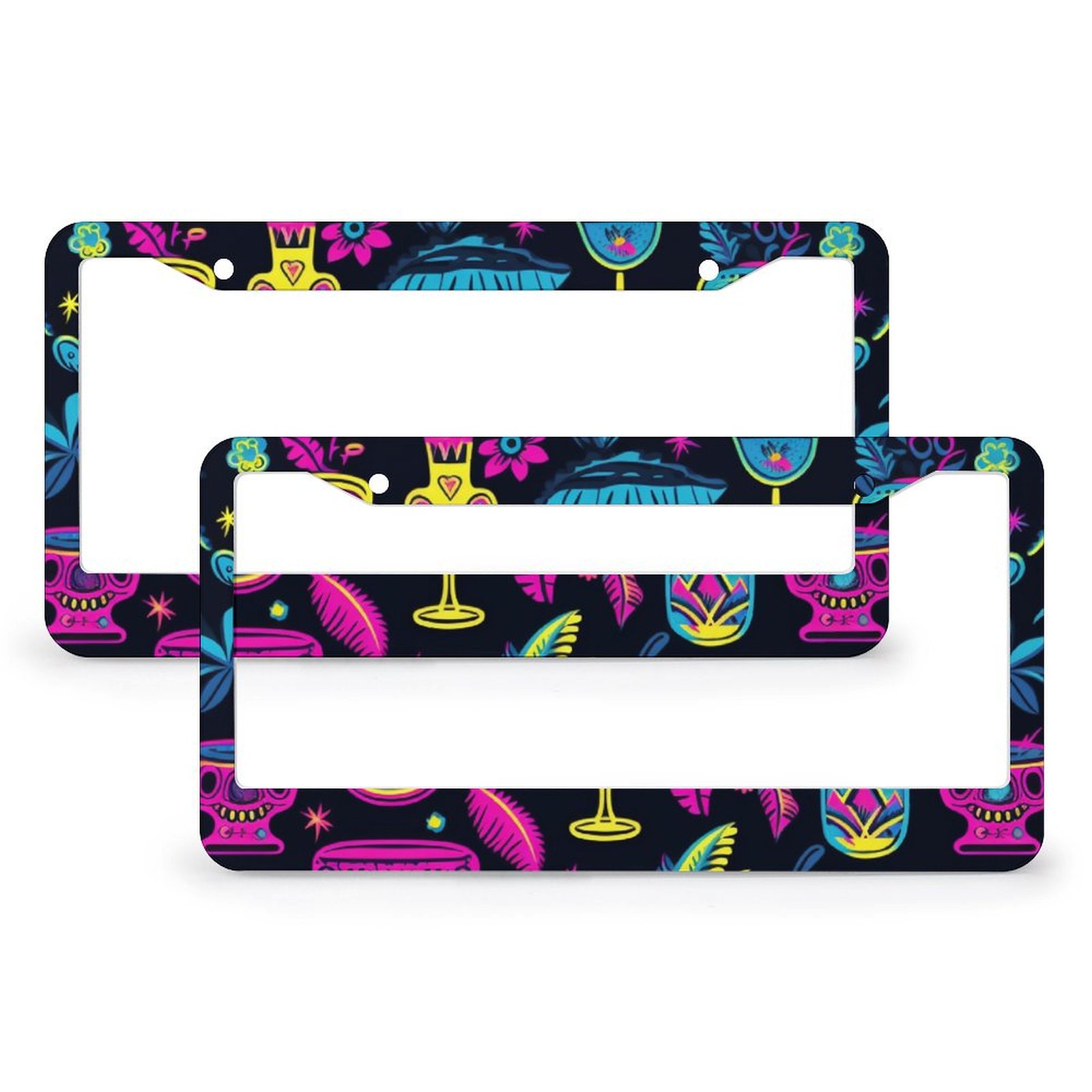 2 Pieces Neon Style Tropical Tiki Beach Bar License Plate Cover ...