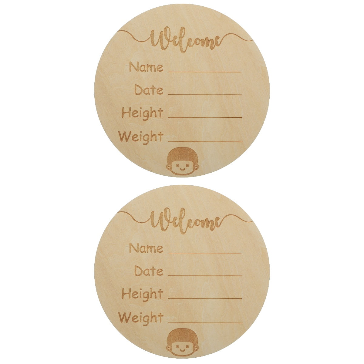2 Pieces Newborn World Baby Birth Wooden Sign Weight Recording ...