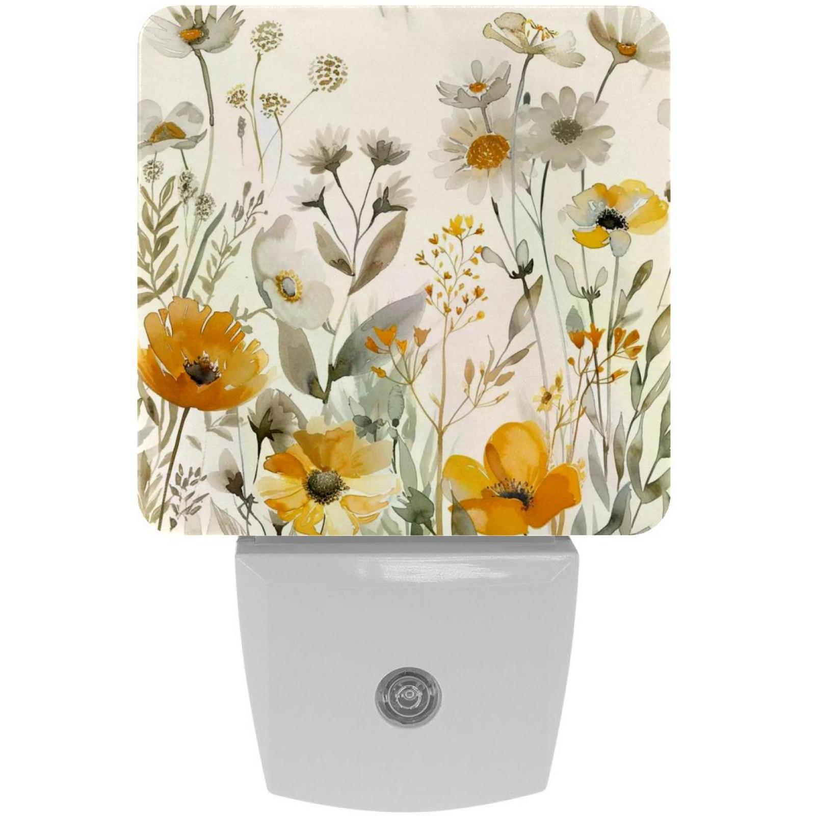 2 Pieces Night Light, Beautiful Floral Night Lights Plug into Wall for ...