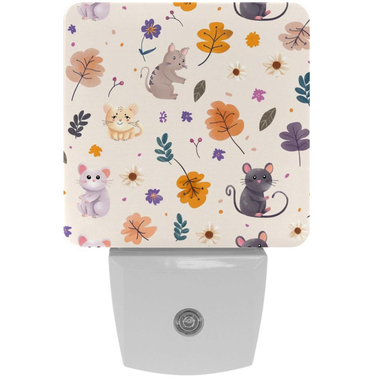 2 Pieces Night Light, Cartoon Cute Mouse Pattern Night Lights Plug into ...