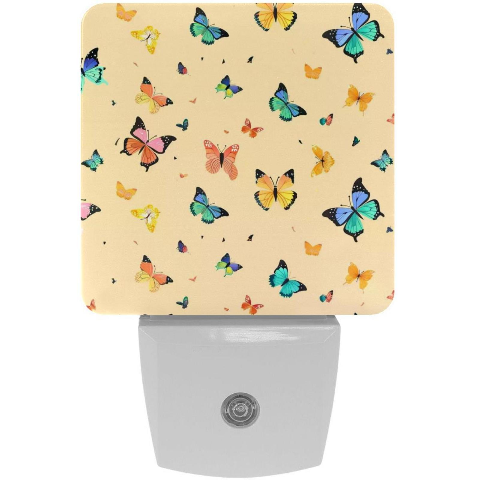 2 Pieces Night Light, Colored Small Butterflies Pattern Night Lights ...
