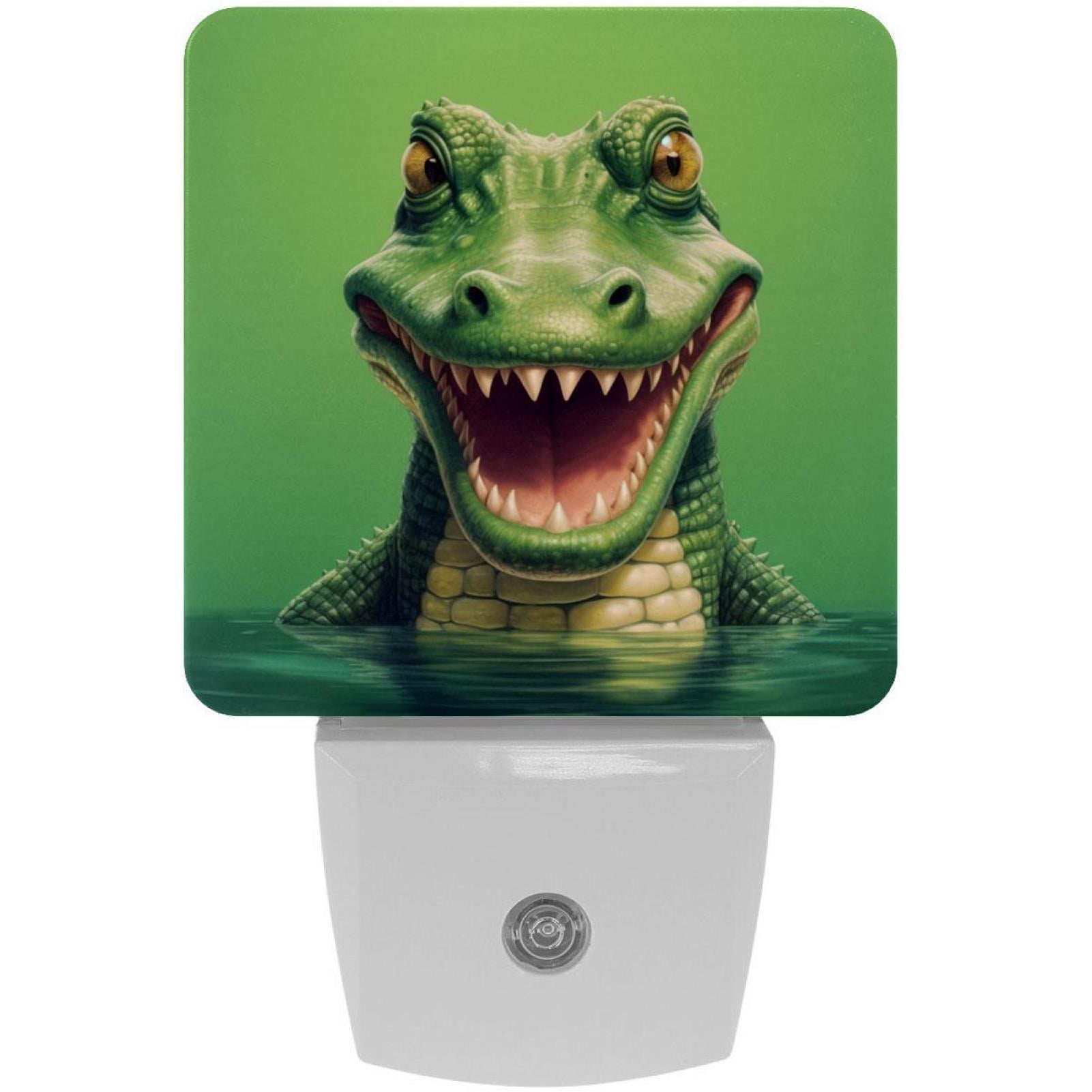 2 Pieces Night Light, Crocodile Green Pattern Night Lights Plug into ...