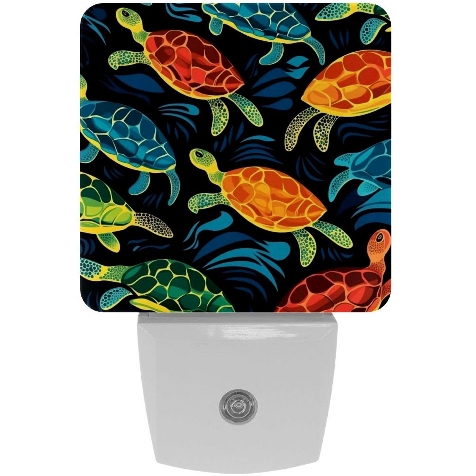 2 Pieces Night Light, Turtles Seamless Colorful Night Lights Plug into ...