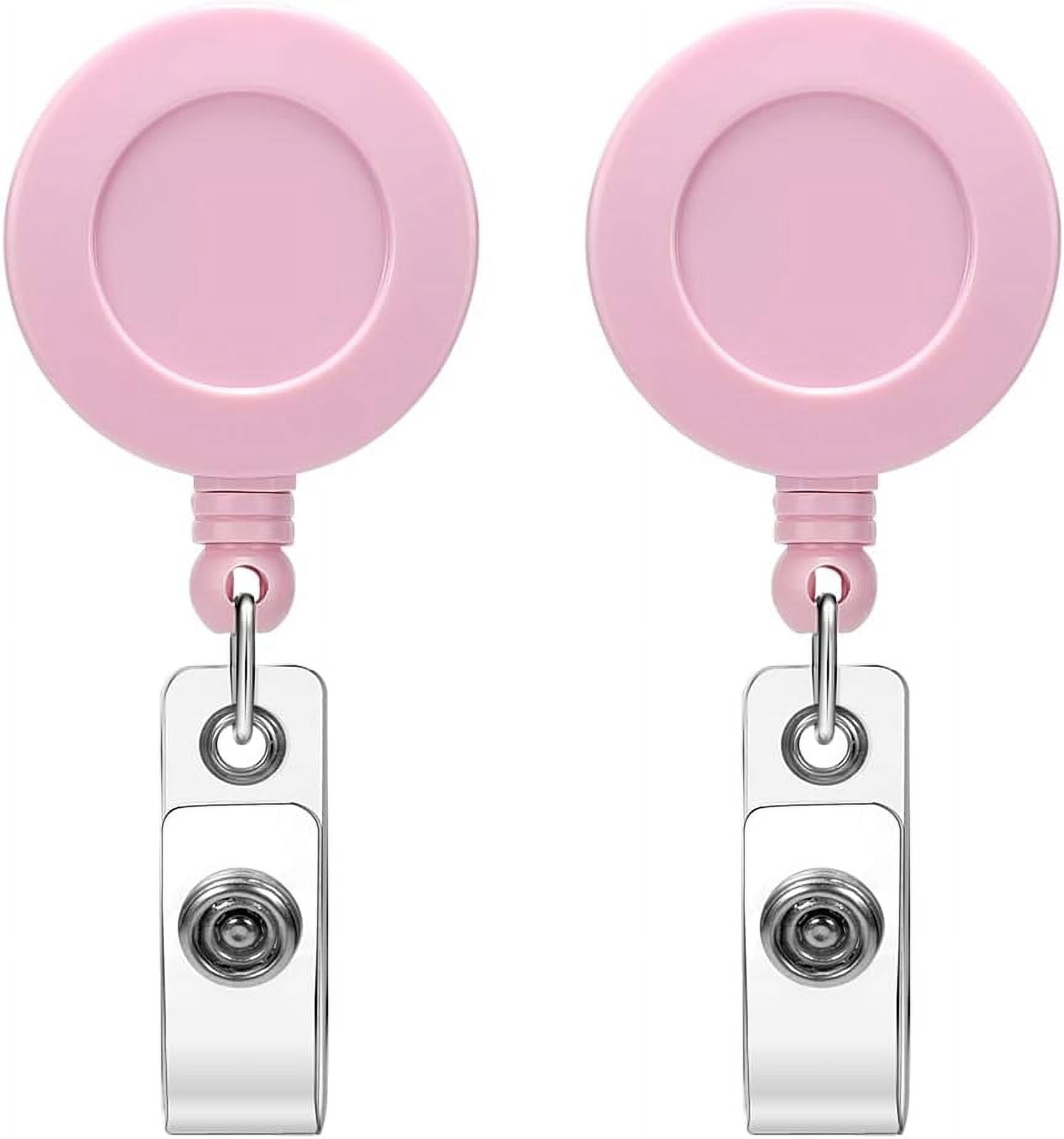 2 Pieces Nurse Badge Reel, 24'' Retractable Badge Holder with 360 ...