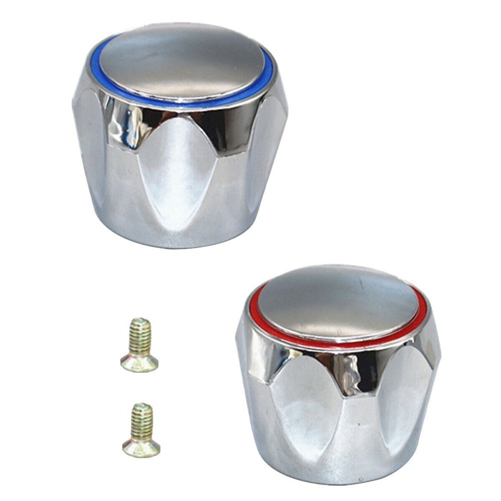 2 Pieces Of Replacement Hot And Cold Faucet Top Cover Metal Chrome ...