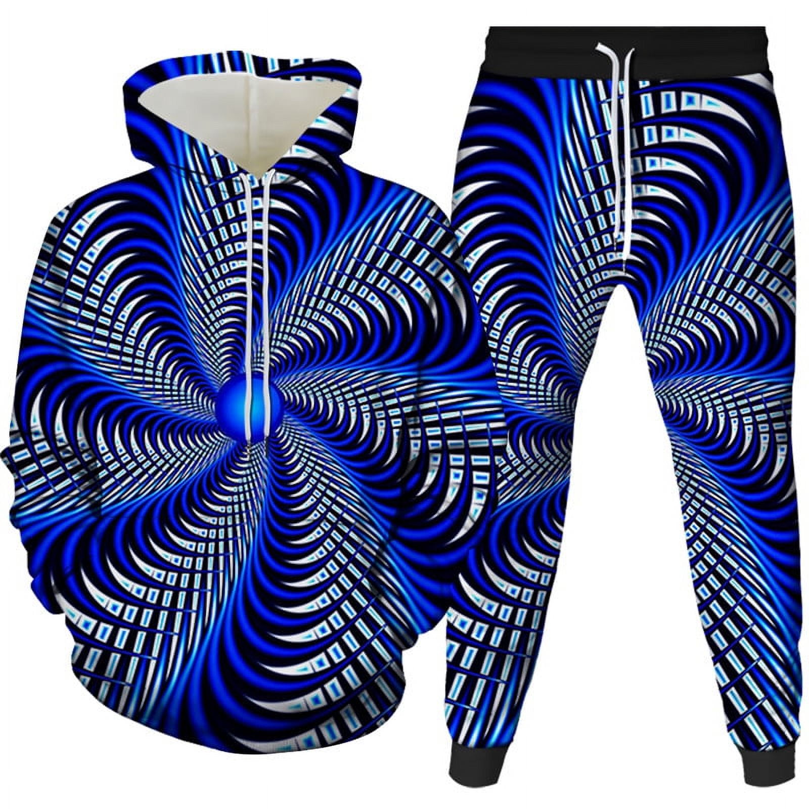 2 Pieces Optical Illusion Tracksuit 3d Vertigo Geometry Funny Graphic
