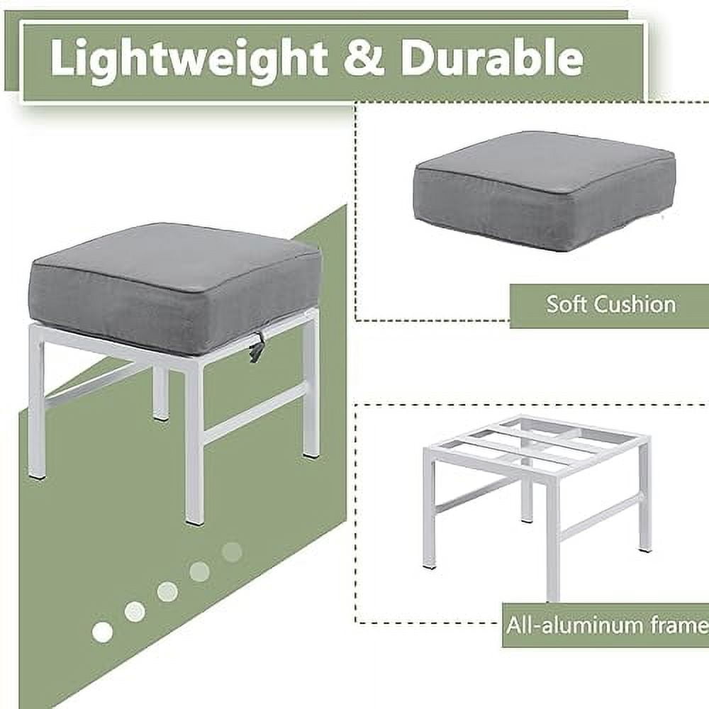 2 Pieces Outdoor Ottomans for Patio, Assembled Aluminum Outdoor Patio ...