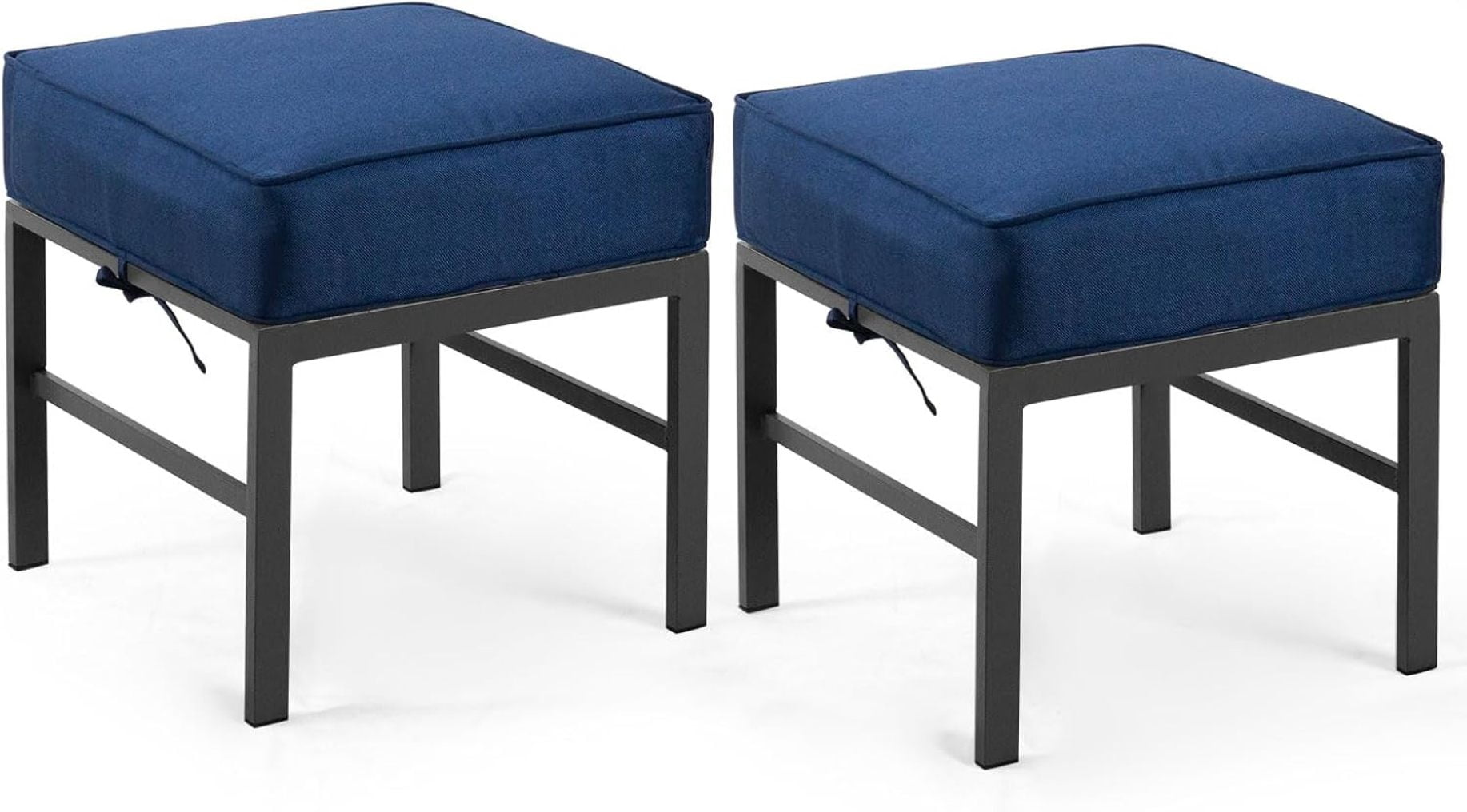 2 Pieces Outdoor Ottomans for Patio, Assembled Aluminum Patio Ottomans ...