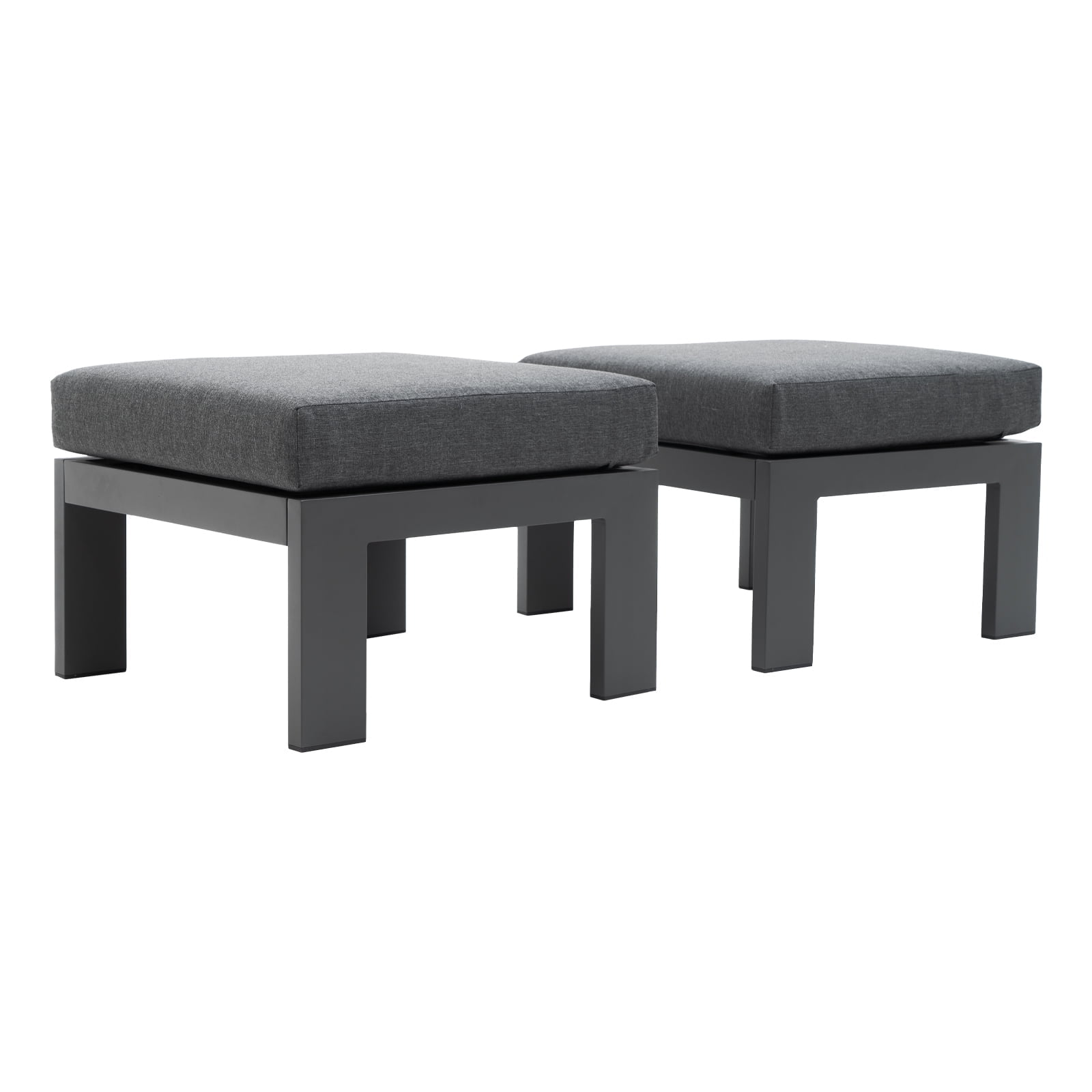2 Pieces Outdoor Patio Ottomans Aluminum Outdoor Patio Footstool All ...