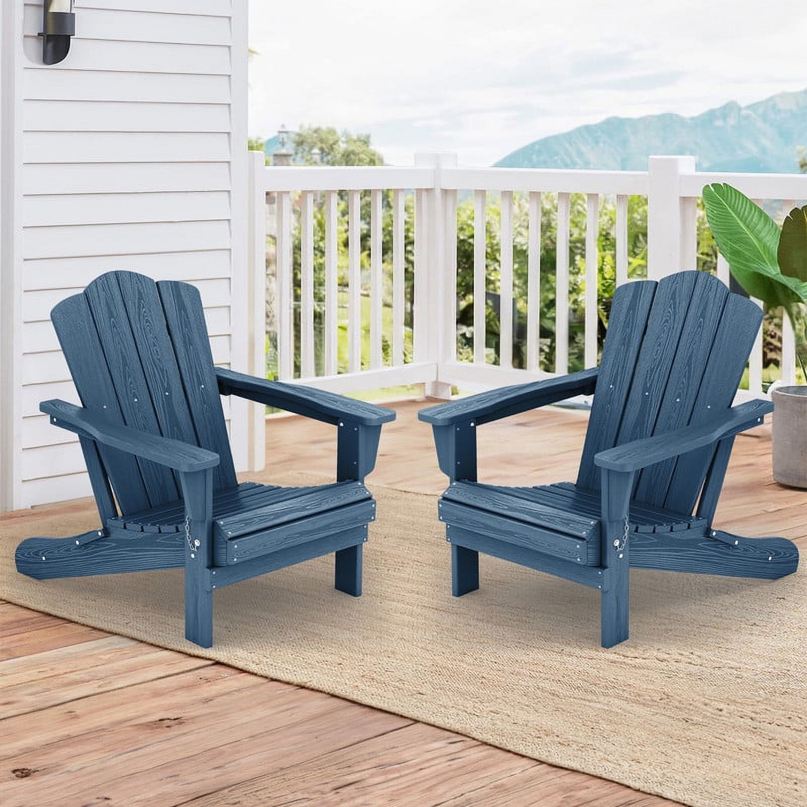 Horizon Folding Wood Adirondack Chair - Pack of 2,Navy Blue - Walmart.com