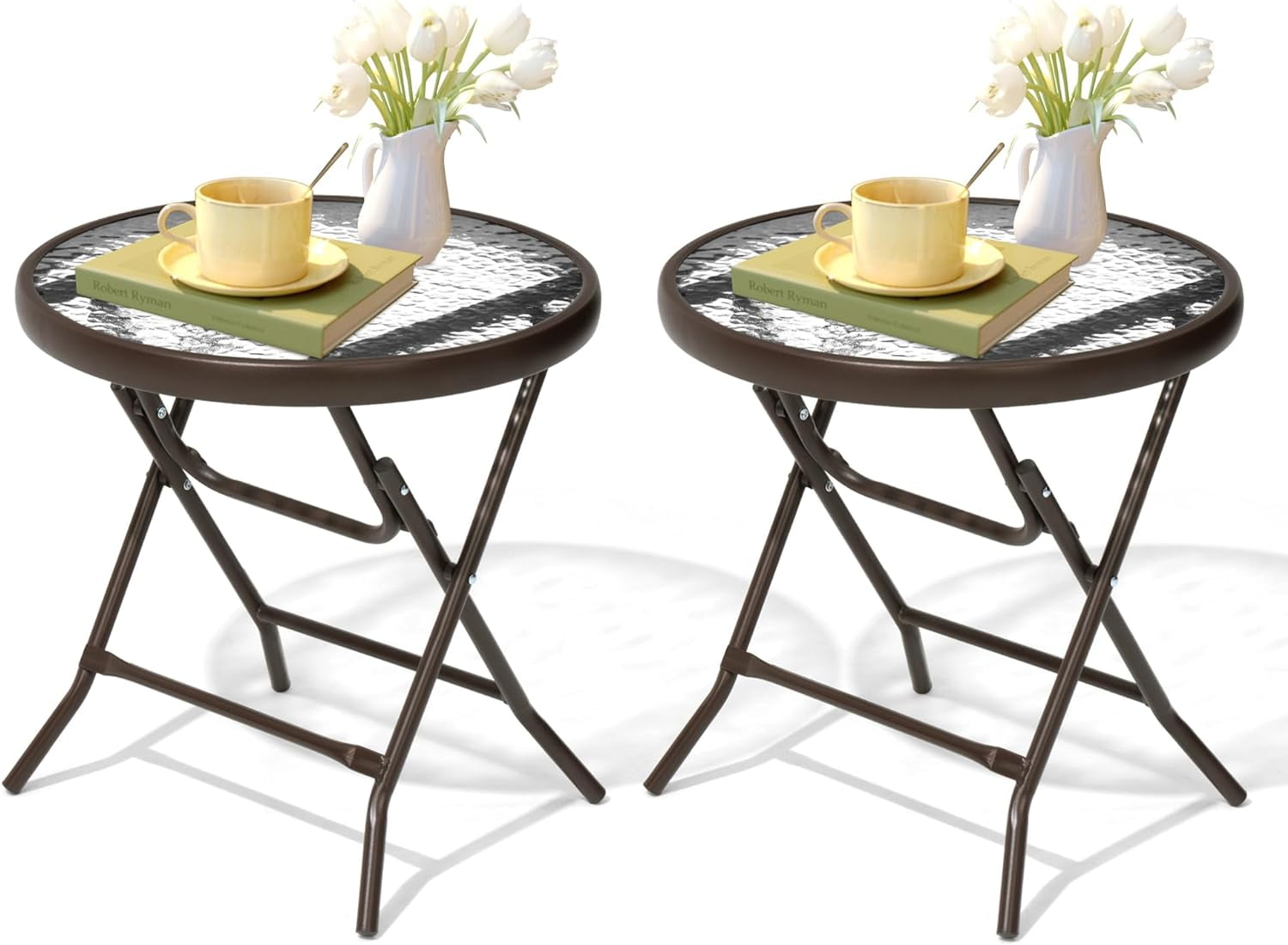 2 Pieces Outdoor Side Table - Small Patio End Table All Weather, Patio ...