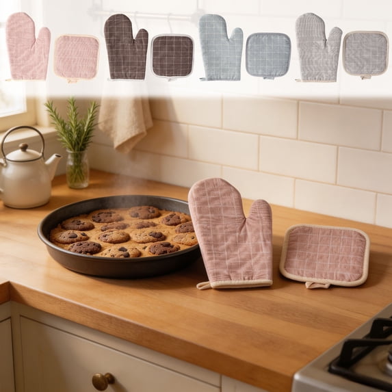 2 Pieces Oven Mitts And Pot Holders Set Heat Resistant Kitchen Gloves ...