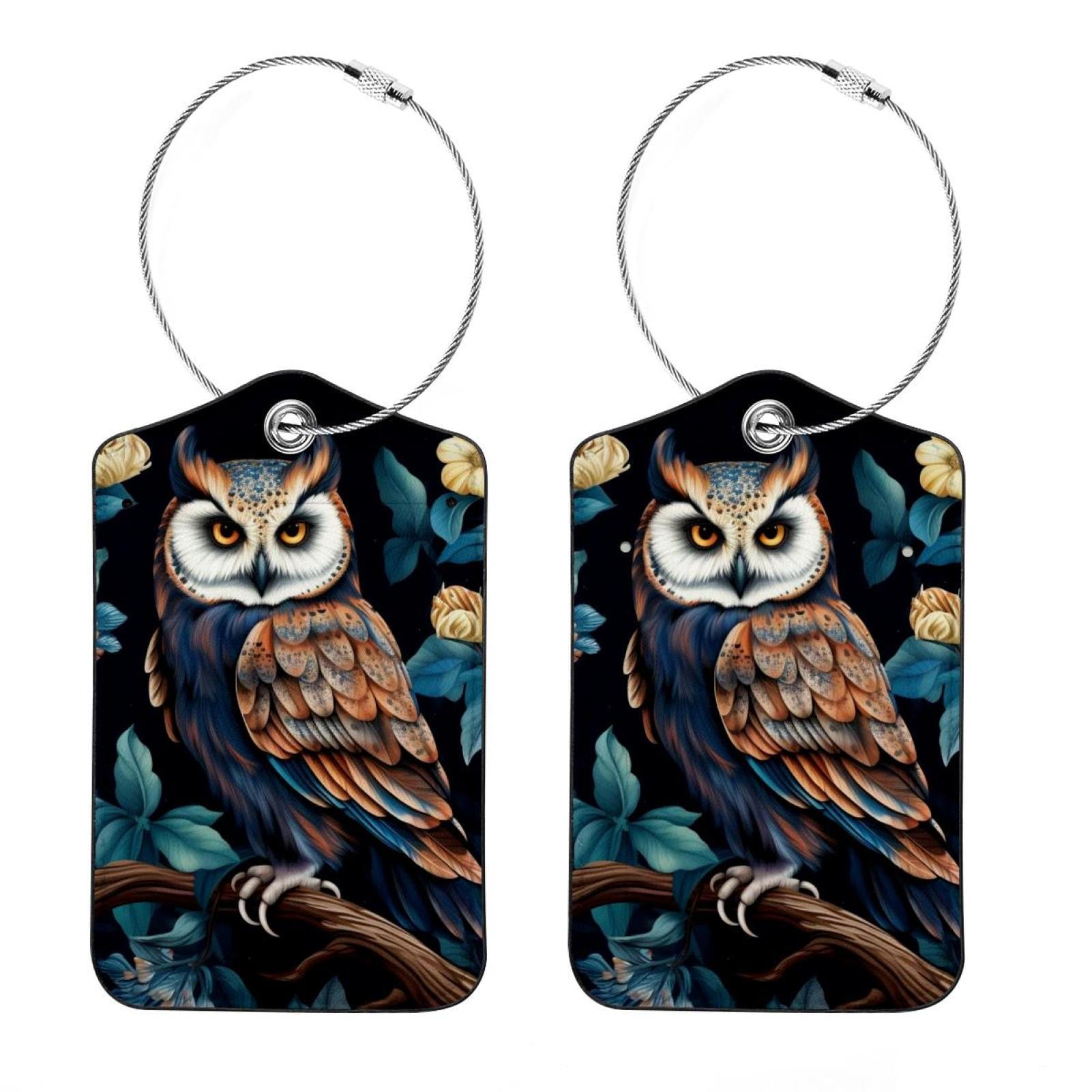 2 Pieces Owl Luggage Tags, Privacy Cover ID Label with Loop and Address ...